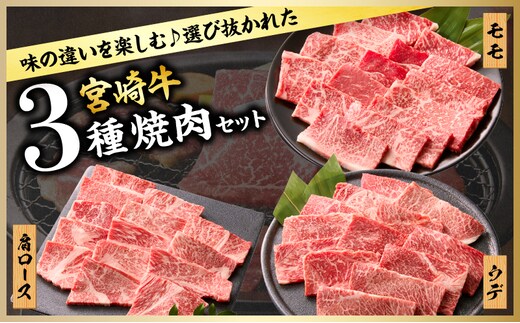 【令和8年3月配送】宮崎牛 赤身 霜降り 焼肉 3種 食べ比べ セット 合計900g 数量限定 肉 牛肉 黒毛和牛 国産 A4 A5 おすすめ 肩ロース モモ ウデ 食品 おかず 晩ご飯 お ...